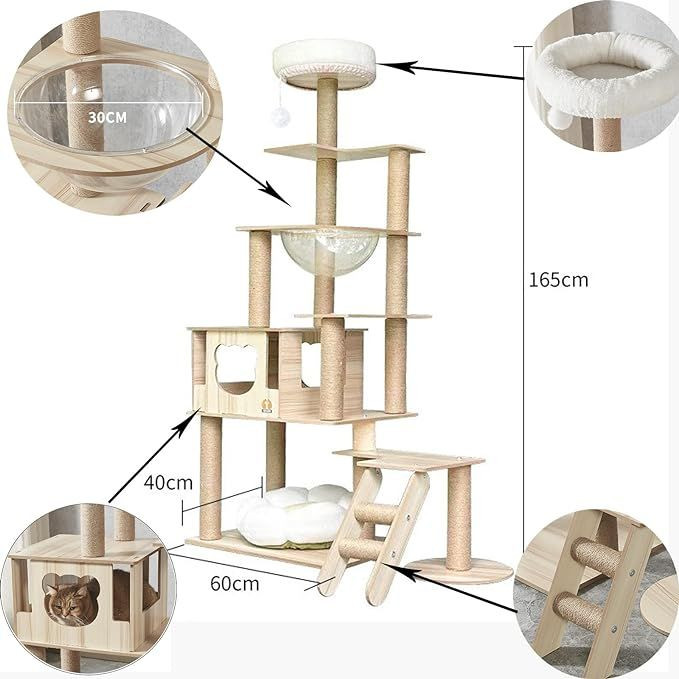 Buy Mekidulu Cat Tree For Large Cats 165cm-8 Story Cat Tower, Cat House ...