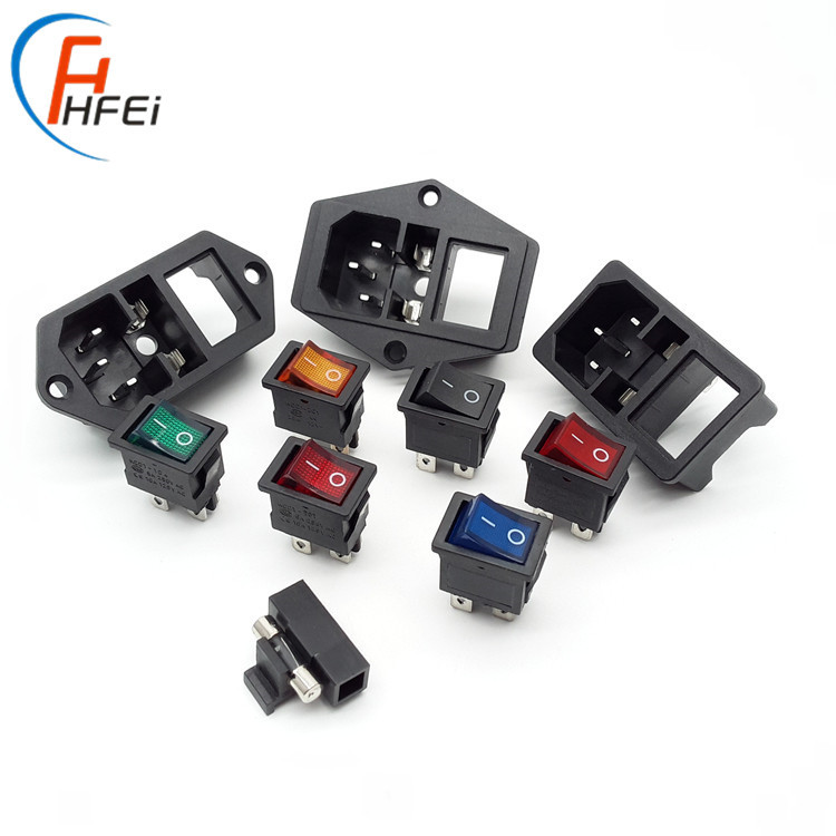 Buy 16a 250v Ac-01 Ac Power Female Socket With Fuse And Switch Pcb ...