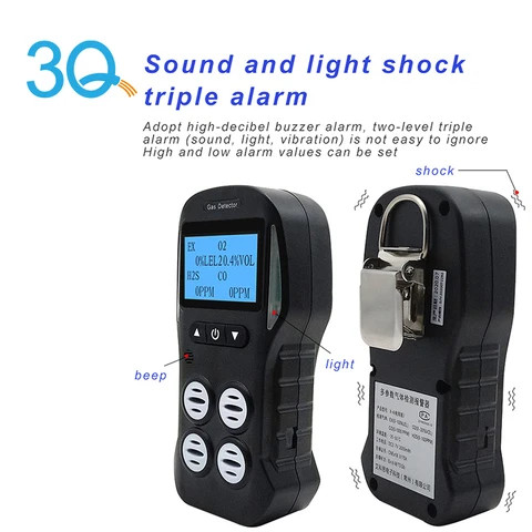 Buy 3q 4 In 1 Gas Detector O2 H2s Co Ex Multi Gas Analyzer Toxic Gas ...