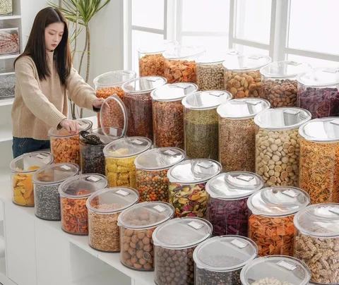Buy Ecobox Plastic Round Container Airtight Bulk Food Bin Storage Bins ...