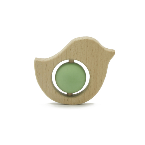 Buy Laser Logo Wooden Teether Bird Animal Shape Beech Wood Silicone ...