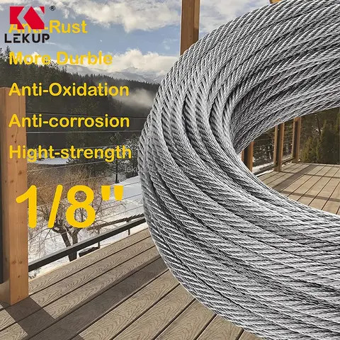 Buy Outdoor Suspension Kit 200ft 1/8" Aircraft Cable 7x7 Strands ...