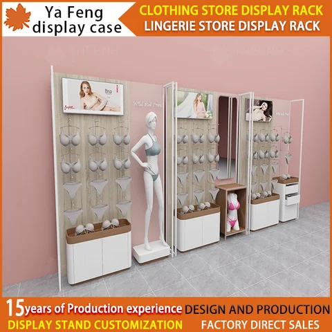 Buy Shop Desgin Underwear Display Rack With Cabinet Gold Lingerie ...