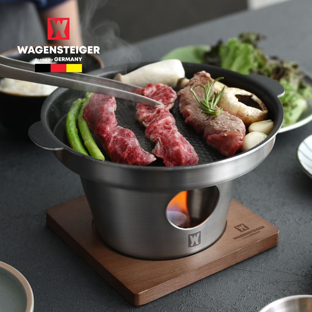 Buy Mini Hibachi Grill Set With Wooden Base, Stainless Steel Portable ...