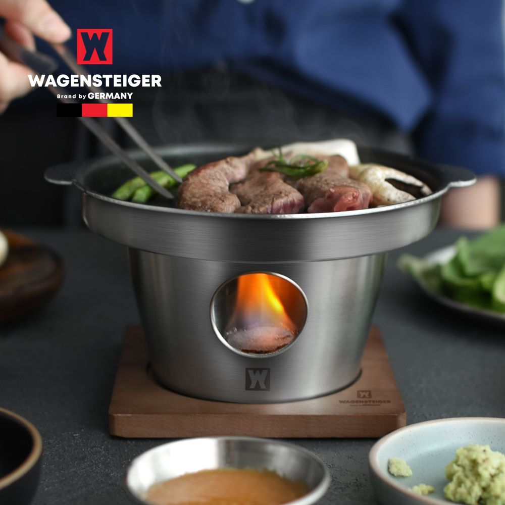 Buy Mini Hibachi Grill Set With Wooden Base, Stainless Steel Portable ...