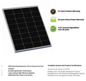 Buy Mono Crystalline Perc Pv Module Rn1-24s120m16p10b12v 120wp/12v from ...