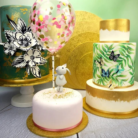 Buy 12mm Thick Round Gold Cake Base Board Waterproof Gold Foil And ...