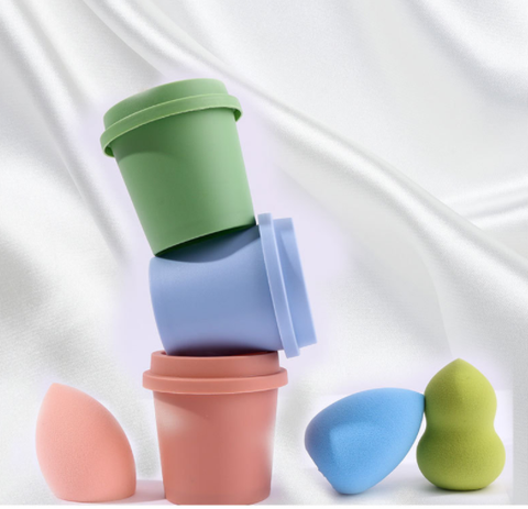 Buy Coffee Cup Microfiber Cosmetic Puff Foundation Powder Multi Shape ...