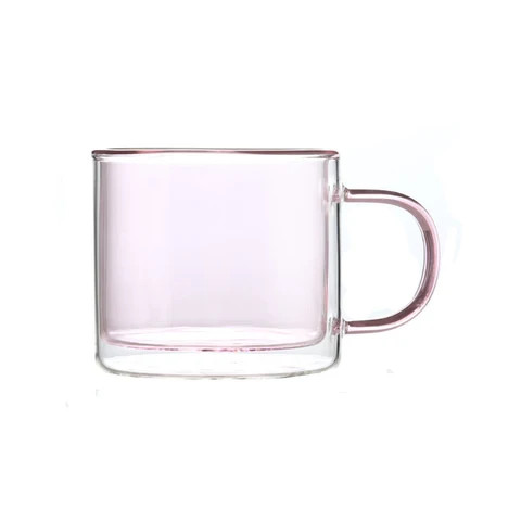 Buy Colored Glass Cup Coffee Double Wall For Drinks Mug Borosilicate ...