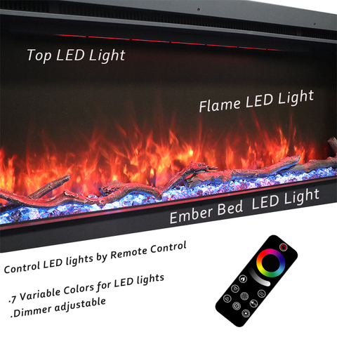 Buy Insert Realistic Led Flame Wall 3d Electric Fireplace Heater Remote ...