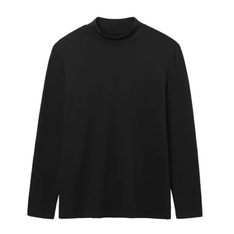 Buy Mens Half High Neck Long Sleeve T-shirt Warm Solid Color T-shirt ...