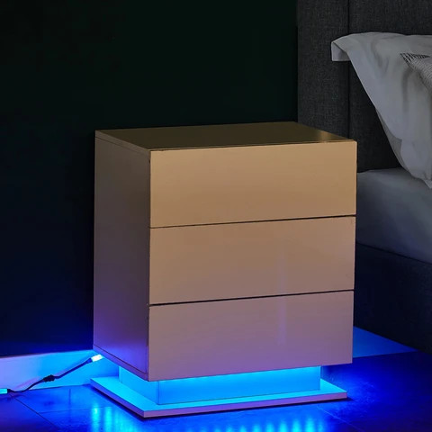 Buy Modern Smart Led Lights Mdf Luxury Melamine High Gloss Bedside ...