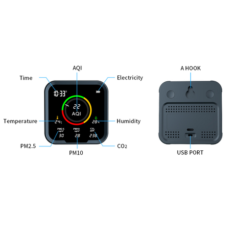 Buy Multi-function Air Monitor Always Detects Aqi Temperature And ...