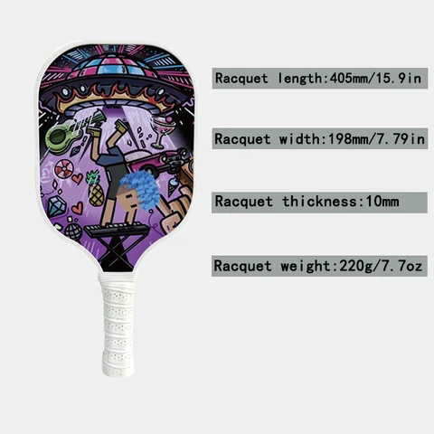 Buy Pp Honeycomb Core Glass Fiber Pickleball Paddle Purple Pattern ...