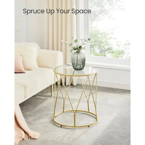 Buy Premium Side Table V-shaped Metal Frame And Glass Top Gorgeous ...