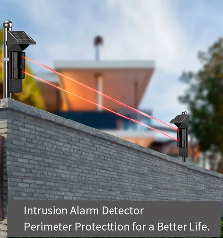 Buy Solar Wireless 433mhz Outdoor 2 Beams Active Infrared Detector ...