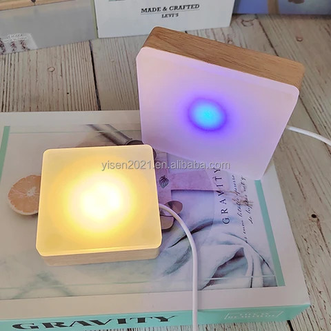 Buy Square Crystal Ball Diffusion Board Nightlight Base Solid Wood ...