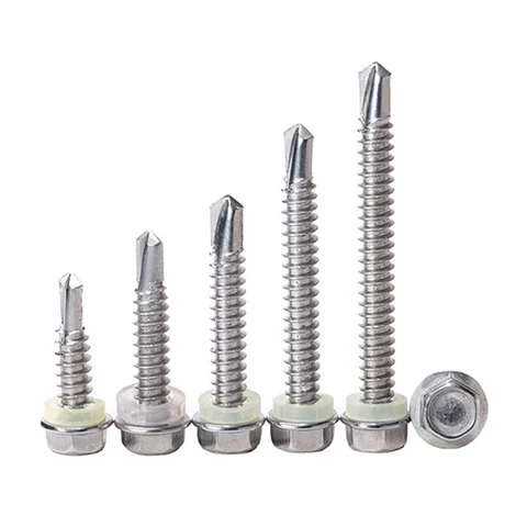Buy Stainless Steel Hex Flange Head Self-drilling Screw With Epdm Washer 410 Self Tapping ...