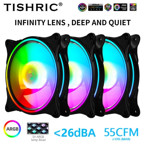 Buy Tishric 120mm Argb Pc Computer Case Fan Cooling Fan 4pin Pwm 5v ...