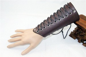 Buy Unisex Faux Leather Gauntlet Wristband Wide Bracer Arm Armor Cuff ...