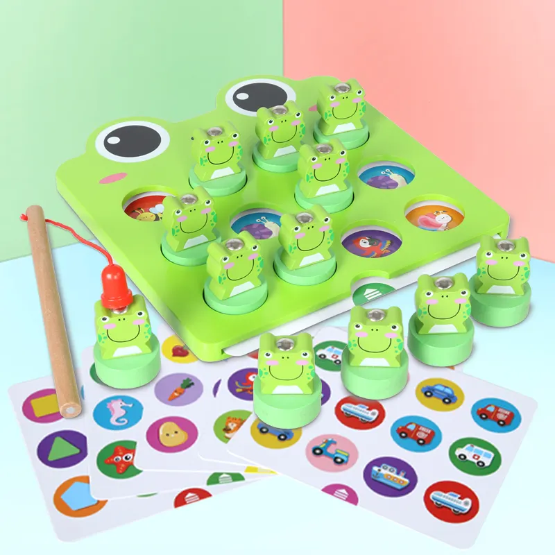 Buy Montessori Early Education Cartoon Animal Learning Wooden Frog ...