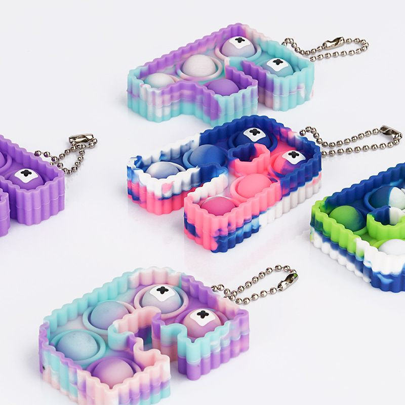 Buy Cartoons Rainbow Push Bubble Key Chain Hand 26 Letters Simple ...