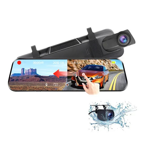 Buy 10inch 1080p Touch Screen Mirror Dash Cam Car Front And Rear View ...