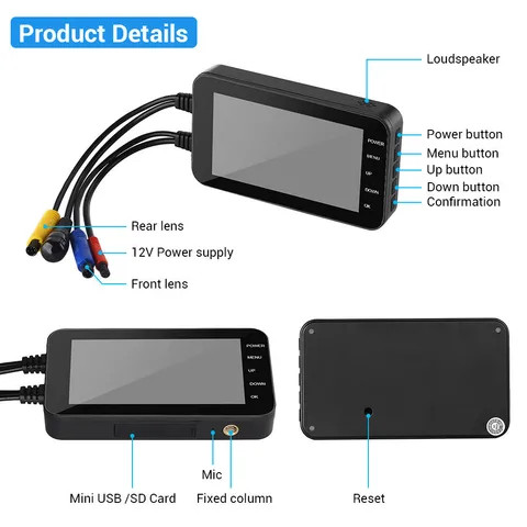 Buy 4 Inch Motorcycle Dash Cam Wifi Ipx6 Waterproof Dual Lens 1080p ...