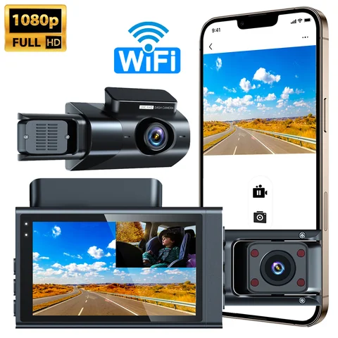 Buy Dash Cam 3 Channels 1080p Hd Front Rear And Inner Camera Car Video ...