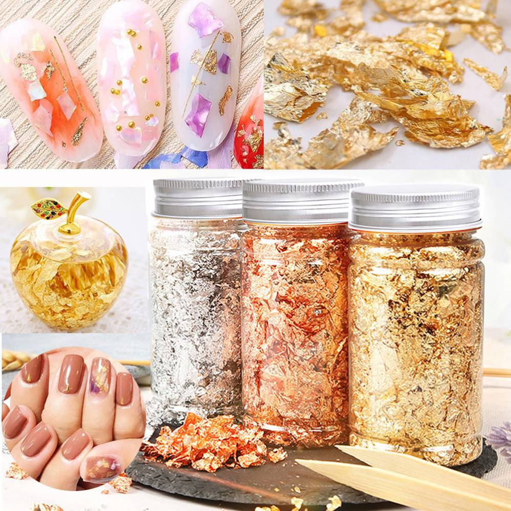 Buy Diy Metallic Craft Gold Foil Flakes Silver Rose Copper Foil Flakes ...