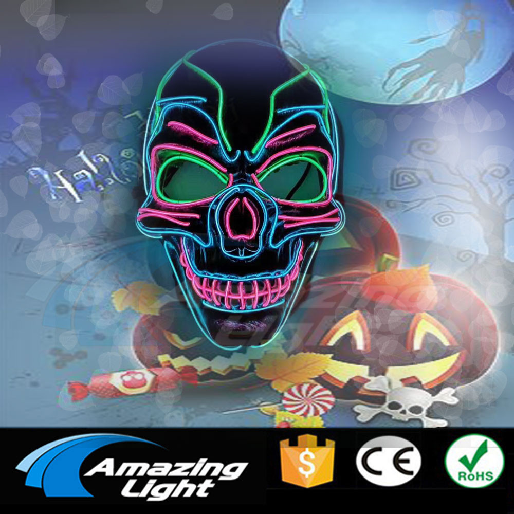 Buy Halloween Carnival Masquerade Sound Active El Mask Flashing Led ...