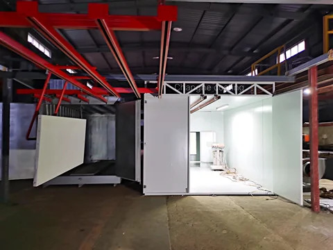 Buy Horizontal Pull Manual Powder Coating Line Walk In Powder Spray ...