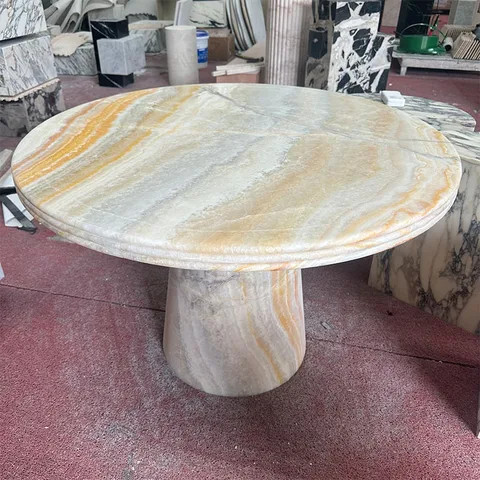 Buy Kings-wing Modern Natural Green Marble Custom Onyx Round Coffee ...