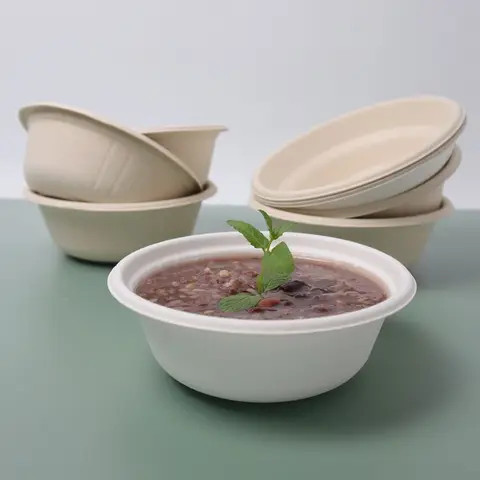 Buy Pfas-free Disposable Round Bowl With Lid Eco-friendly Compostable ...