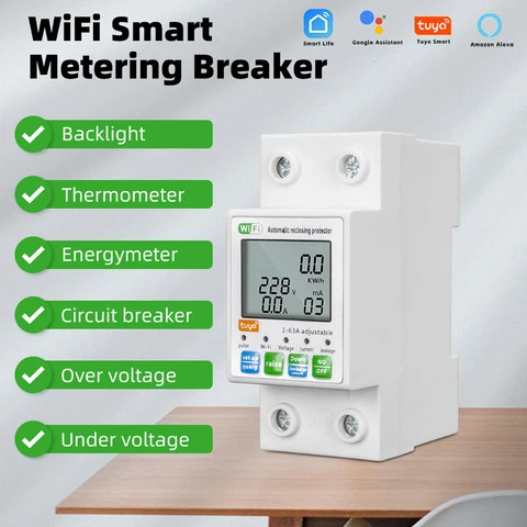 Buy Rmshebei Smartlife Wifi Mcb Energy Meter Kwh 63a 110v 220v Breaker ...