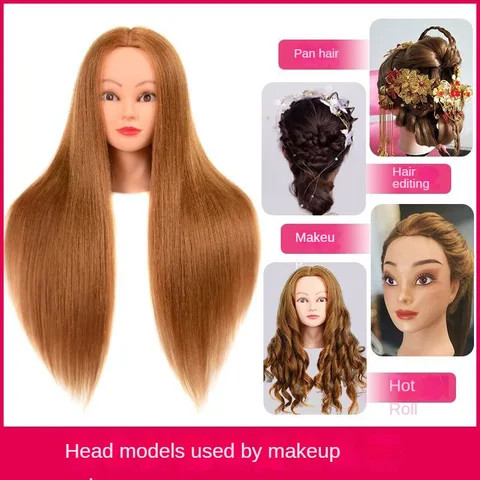 Buy 50% Training Head Human Hair Doll For Hair Style Practice For Hot ...