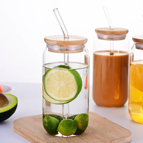 Buy Warehouse 16 Oz Glass Beer Can,summer Cold Drink Straw Cup With ...