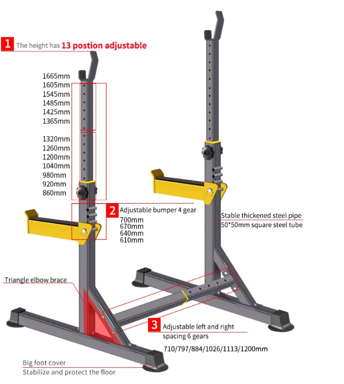 Buy Fitness Adjustable Squat Rack, Bench Press Rack For Home Gym ...