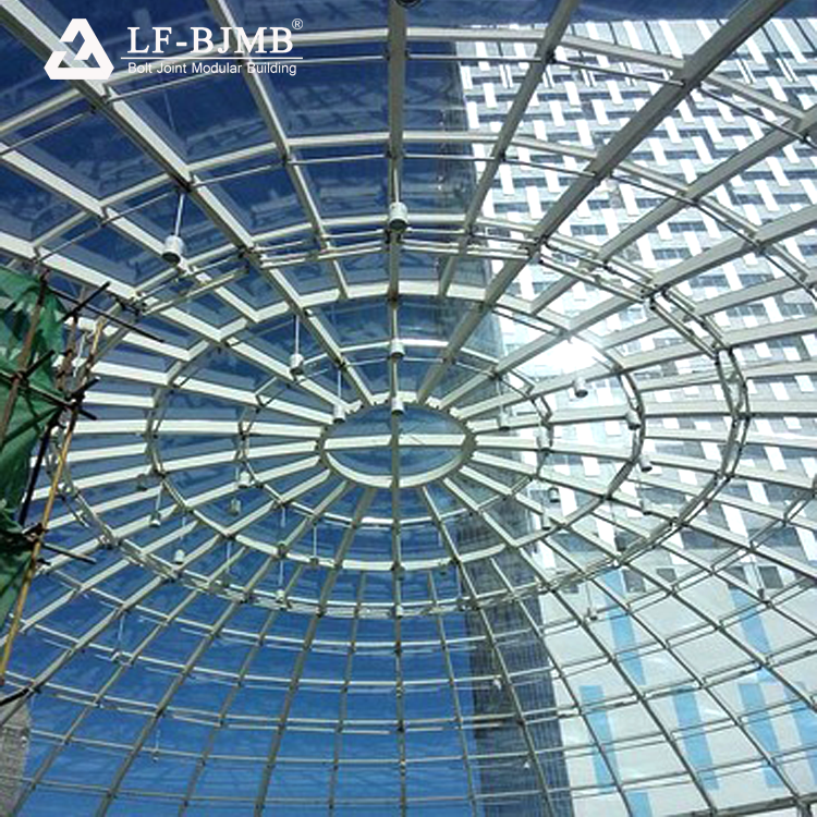 Buy Prefab Fast Installation Glass Roof Atrium Steel Structure Dome ...