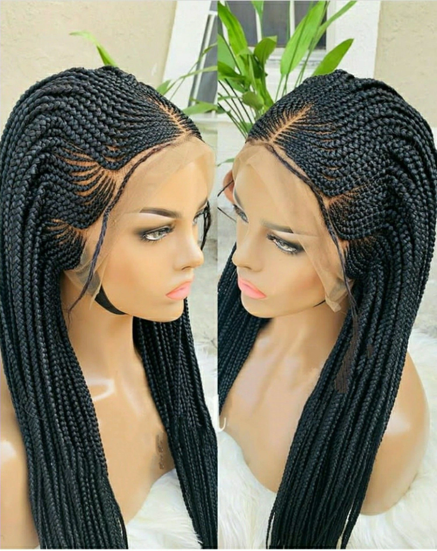 Buy Braided Wig For Black Woman Braided Full Frontal Lace For African ...