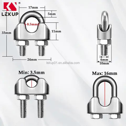 Buy 304 Stainless Steel Wire Rope Accessory Set M6 Cable Clamp Thimble ...