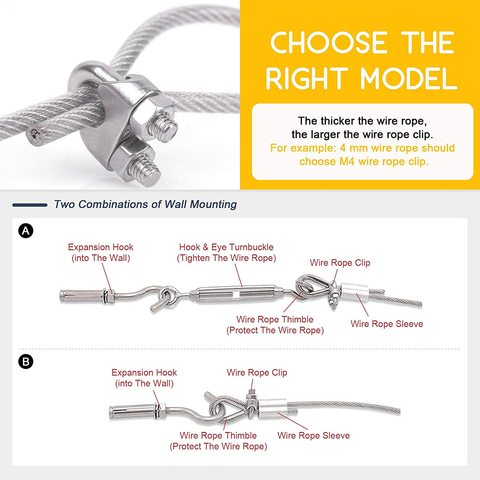 Buy 304 Stainless Steel Wire Rope Cable Clip Clamp U Bolt Saddle ...