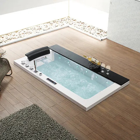 Buy Acrylic Modern Minimalist Black And White Rectangular Spa Bathtub ...