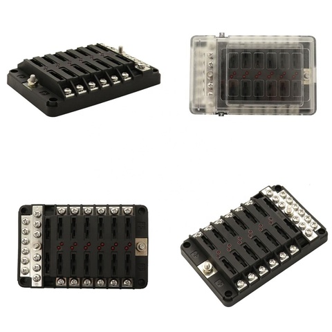 Buy Amomd 12 Way Dc 32v Fuse Block Mega Terminal Block Fuse Holder Box With 12 Way Negative Bus ...