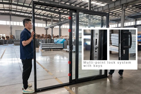 Buy Balcony Sliding Glass Door Black Aluminum Sliding Doors With Lock ...