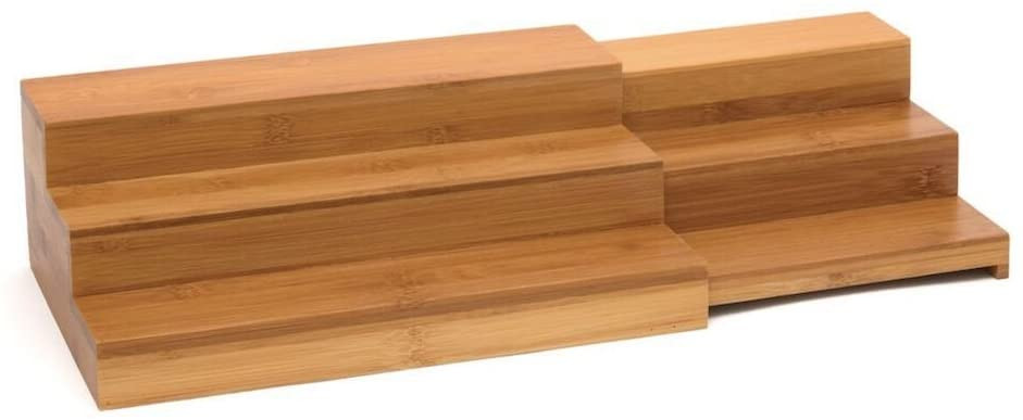 Buy Bamboo Wood Expandable 3-tier Step Shelf Kitchen Organizer from ...