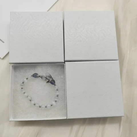 Buy Elegant Z33w White Swirl Jewelry Boxes 8.89x8.89x2.38cm Cotton ...