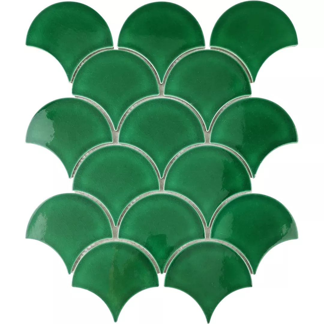Buy Fan Shape Fish Scale Blue Ice Cracked Ceramic Mosaic For Swimming ...