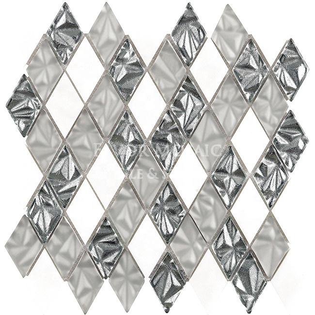Buy Home Decorate Rhomboid Diamond Shaped Crystal Glass Mosaic Tile Mix ...