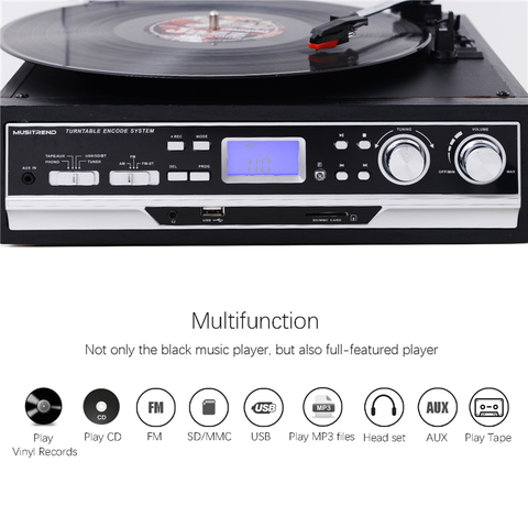 Buy Multi Functions Turntable Cd Record Cassette Retro Remote Control ...